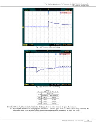 FOUR QUADRANT SPEED CONTROL OF DC MOTOR USING AT89S52 MICROCONTROLLER | PDF