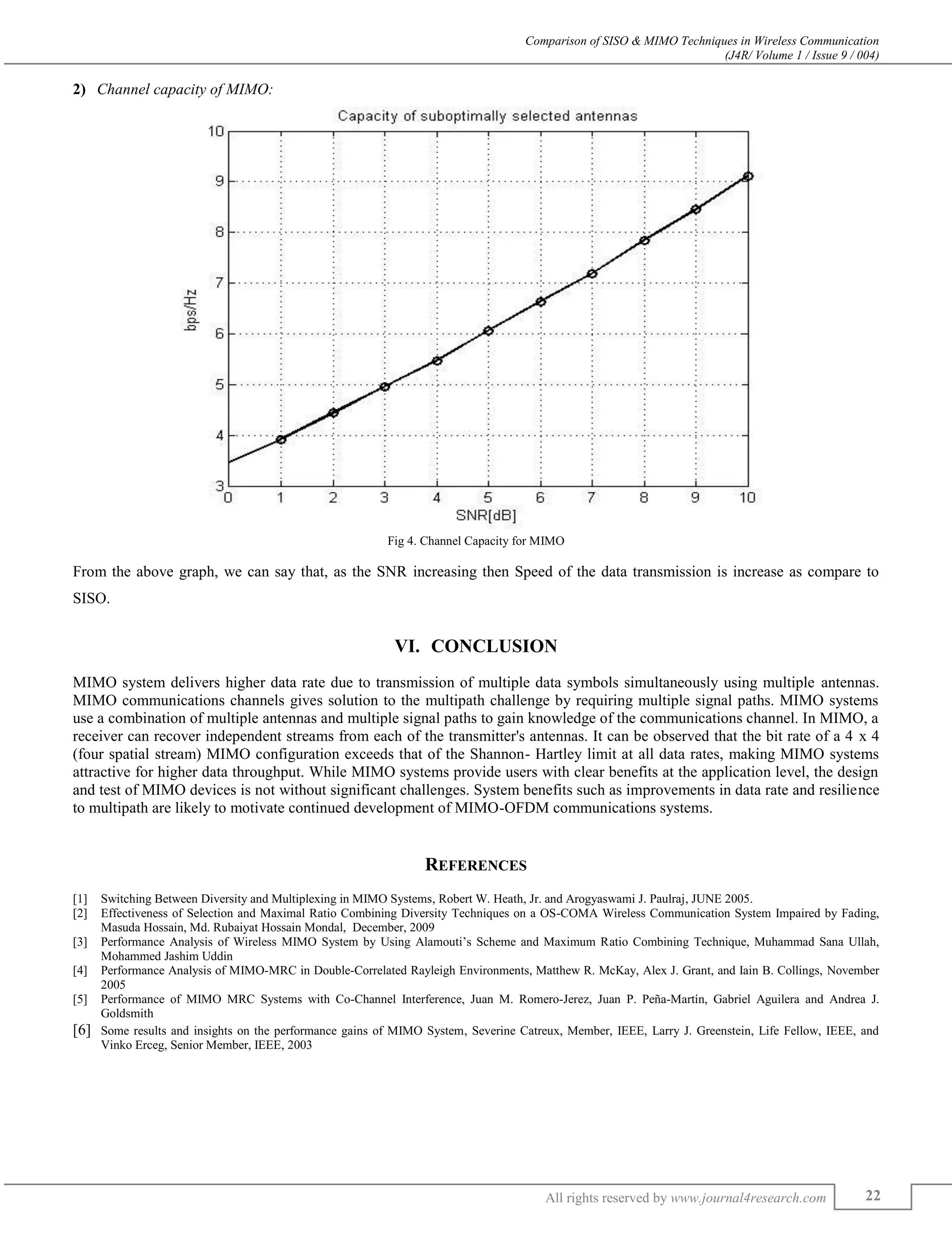 COMPARISON OF SISO & MIMO TECHNIQUES IN WIRELESS COMMUNICATION | PDF