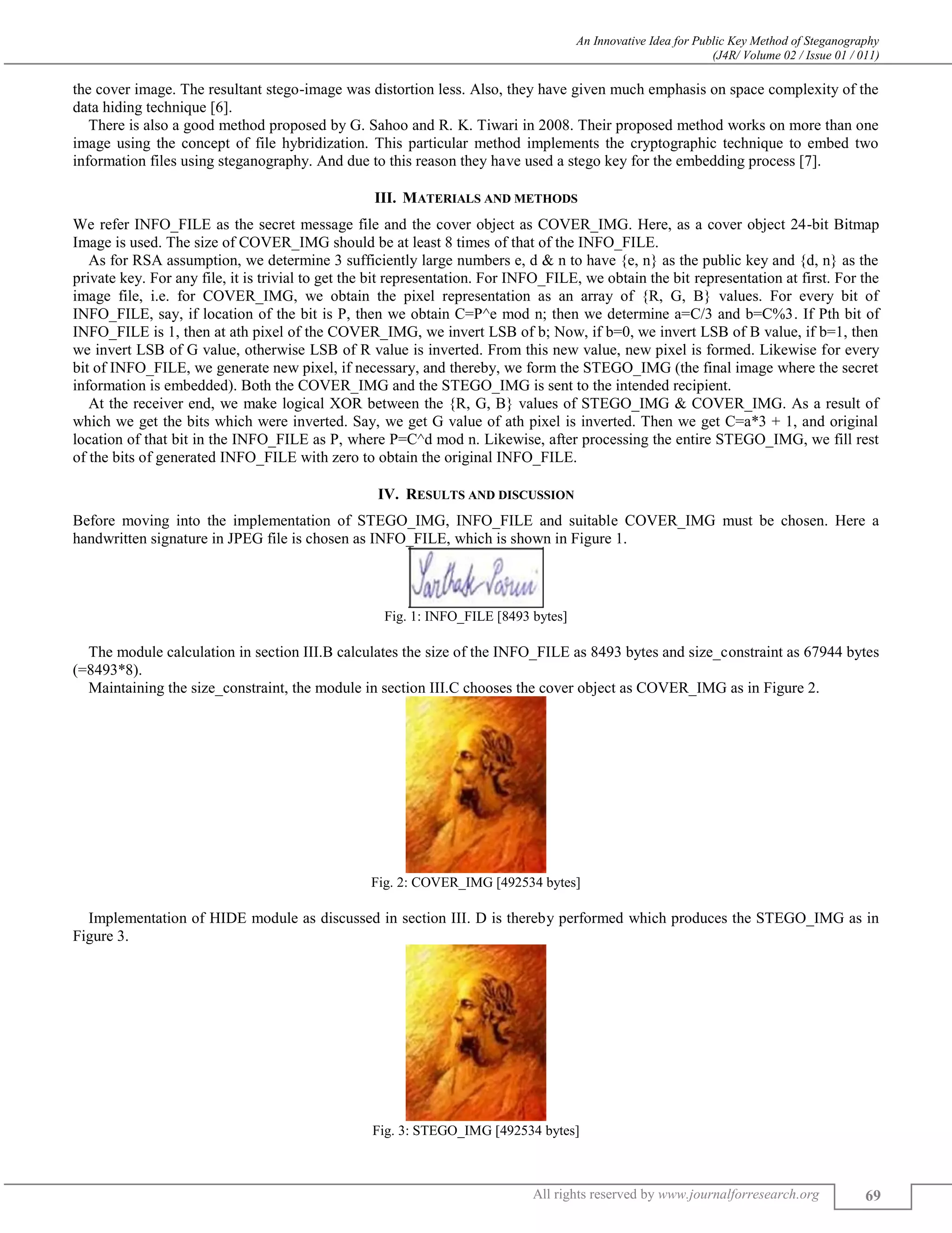 AN INNOVATIVE IDEA FOR PUBLIC KEY METHOD OF STEGANOGRAPHY | PDF