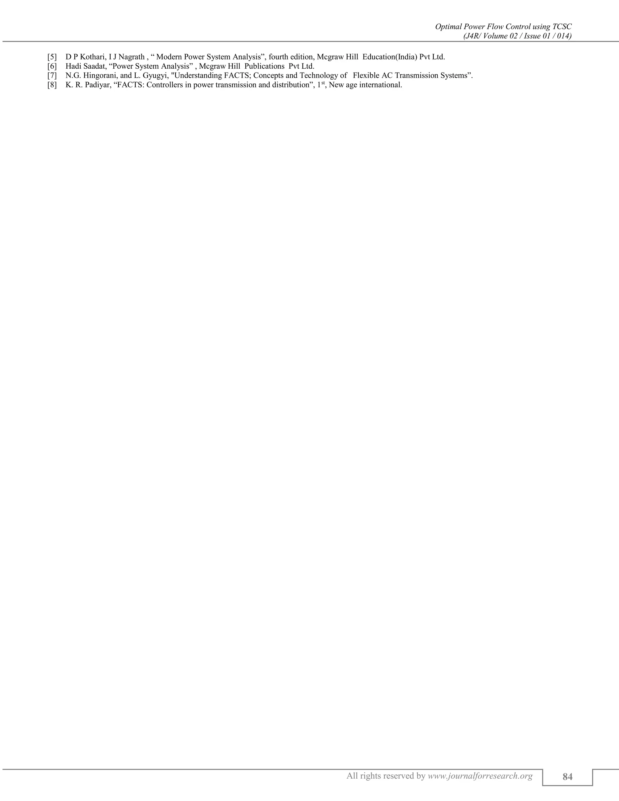 OPTIMAL POWER FLOW CONTROL USING TCSC | PDF