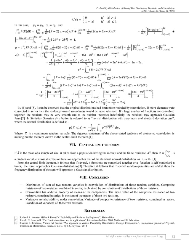 PROBABILITY DISTRIBUTION OF SUM OF TWO CONTINUOUS VARIABLES AND CONVOLUTION | PDF