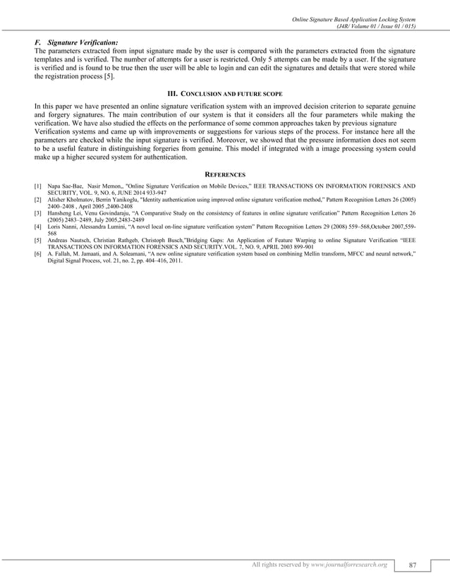 ONLINE SIGNATURE BASED APPLICATION LOCKING SYSTEM | PDF