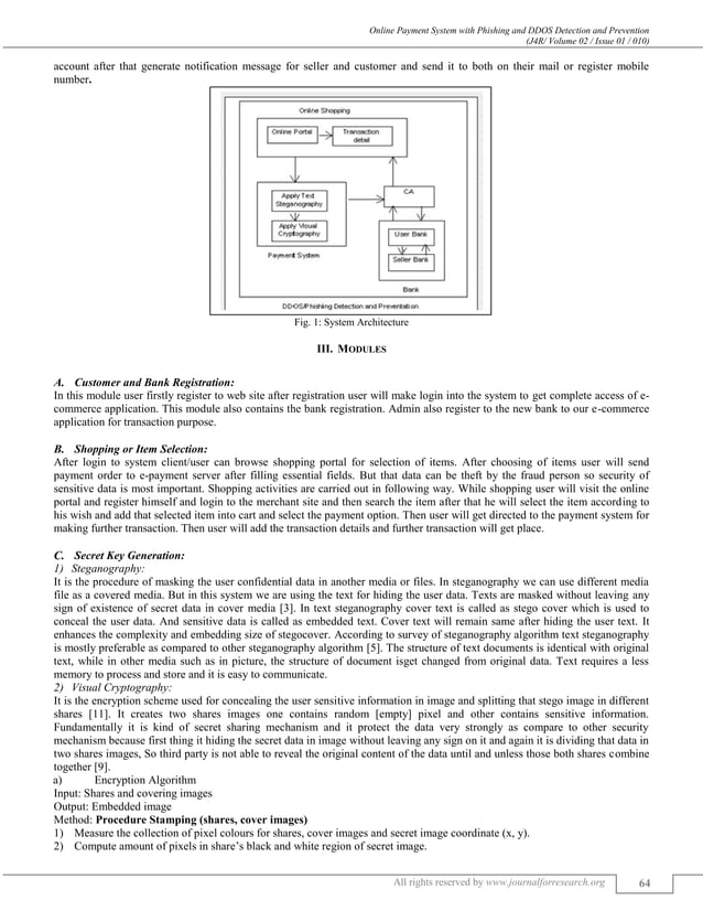 ONLINE PAYMENT SYSTEM WITH PHISHING AND DDOS DETECTION AND PREVENTION | PDF