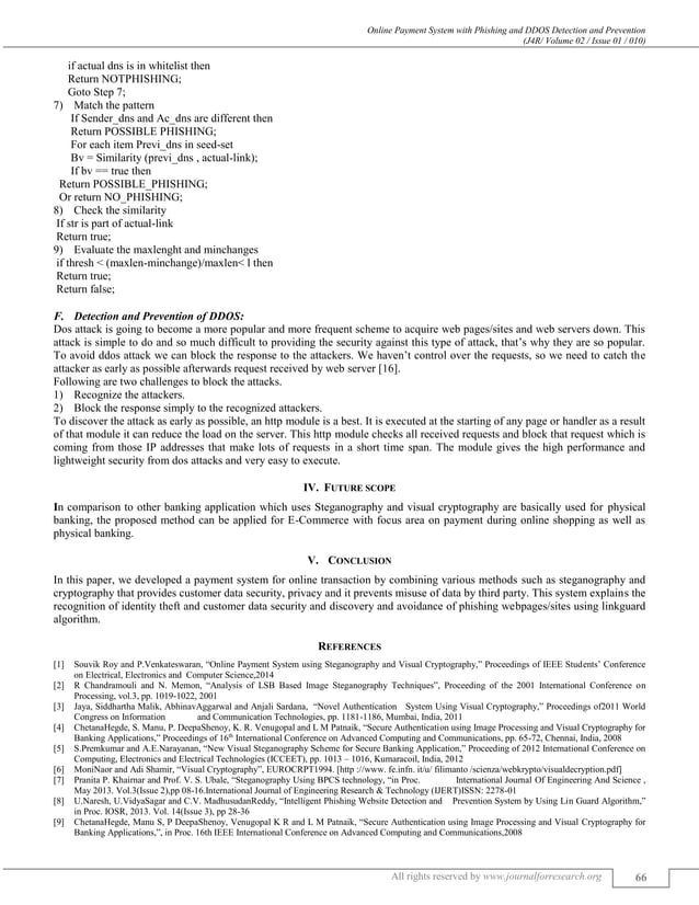 ONLINE PAYMENT SYSTEM WITH PHISHING AND DDOS DETECTION AND PREVENTION | PDF