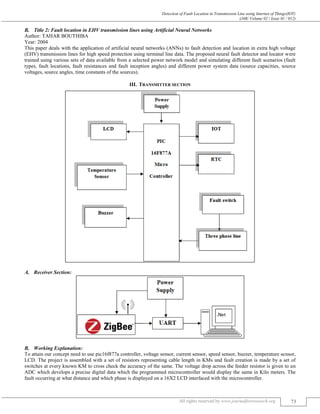 DETECTION OF FAULT LOCATION IN TRANSMISSION LINE USING INTERNET OF ...