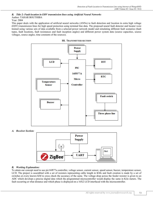 DETECTION OF FAULT LOCATION IN TRANSMISSION LINE USING INTERNET OF THINGS (IOT) | PDF | Internet ...