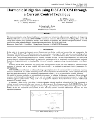 HARMONIC MITIGATION USING D STATCOM THROUGH A CURRENT CONTROL TECHNIQUE | PDF | Radio Control ...