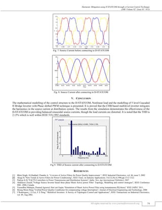 HARMONIC MITIGATION USING D STATCOM THROUGH A CURRENT CONTROL TECHNIQUE | PDF