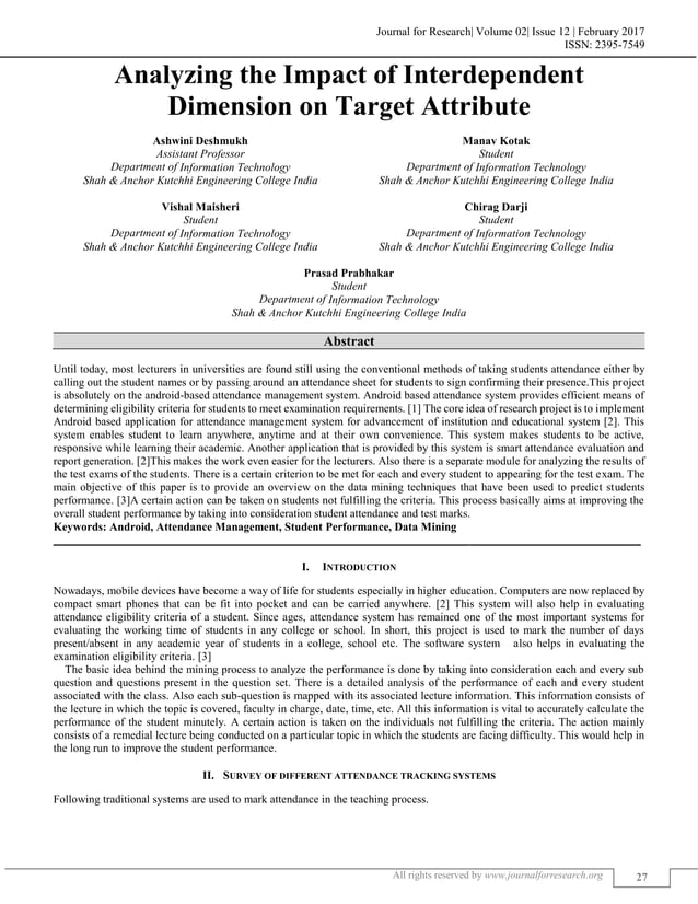 ANALYZING THE IMPACT OF INTERDEPENDENT DIMENSION ON TARGET ATTRIBUTE | PDF