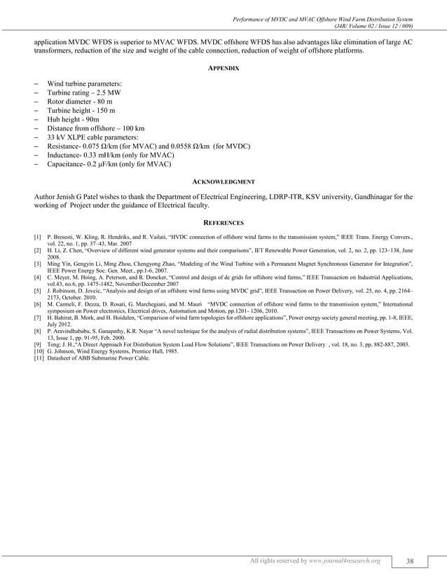 PERFORMANCE OF MVDC AND MVAC OFFSHORE WIND FARM DISTRIBUTION SYSTEM | PDF