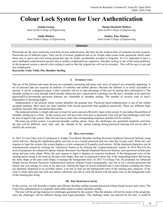 COLOUR LOCK SYSTEM FOR USER AUTHENTICATION | PDF
