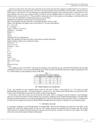 COLOUR LOCK SYSTEM FOR USER AUTHENTICATION | PDF