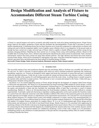 DESIGN MODIFICATION AND ANALYSIS OF FIXTURE TO ACCOMMODATE DIFFERENT STEAM TURBINE CASING | PDF