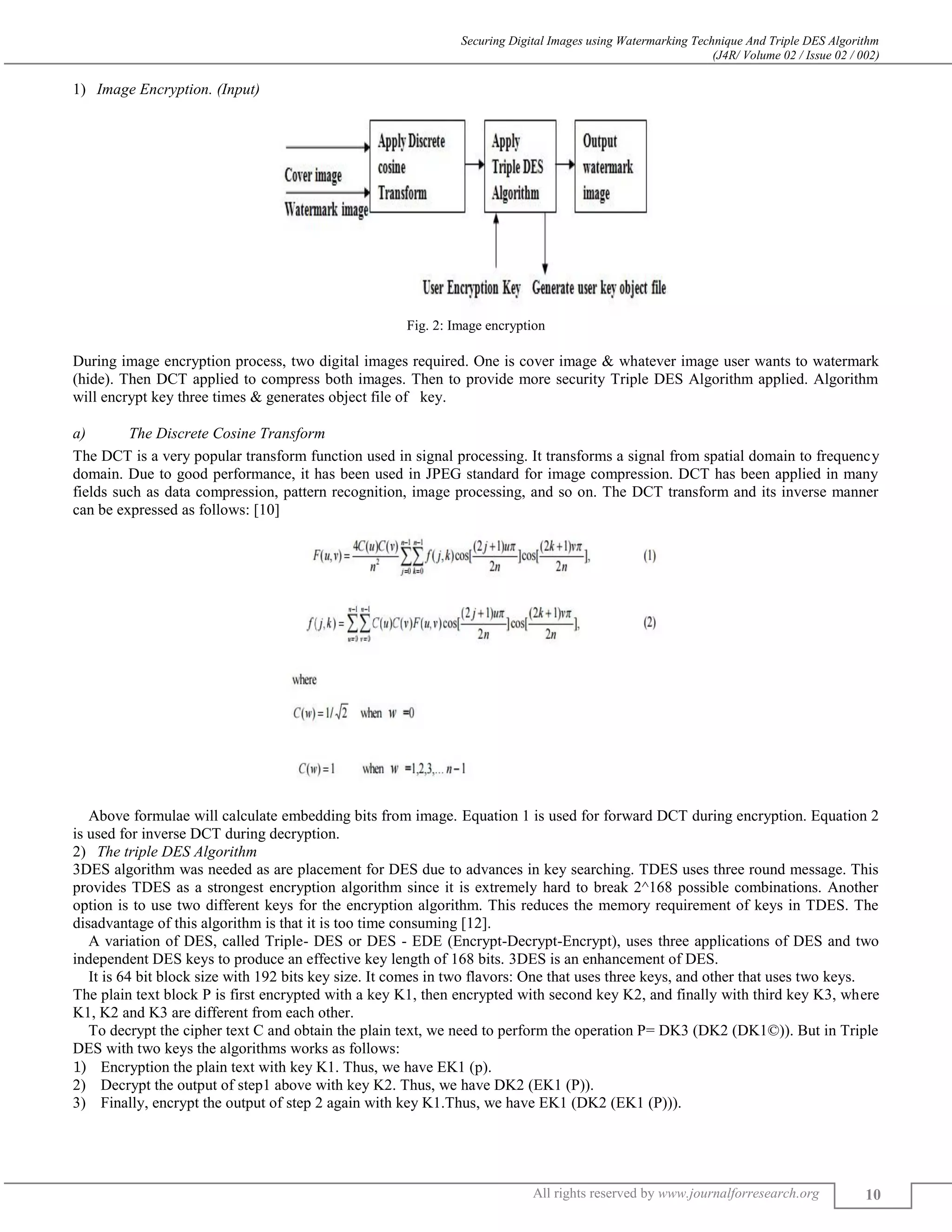 SECURING DIGITAL IMAGES USING WATERMARKING TECHNIQUE AND TRIPLE DES ALGORITHM | PDF