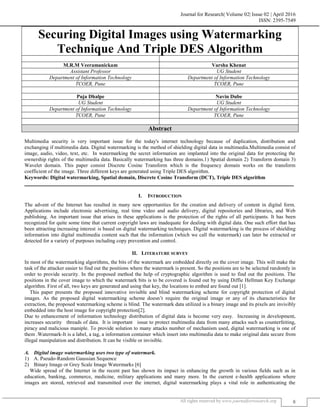 SECURING DIGITAL IMAGES USING WATERMARKING TECHNIQUE AND TRIPLE DES ALGORITHM | PDF