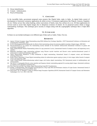 SECURING DIGITAL IMAGES USING WATERMARKING TECHNIQUE AND TRIPLE DES ALGORITHM | PDF