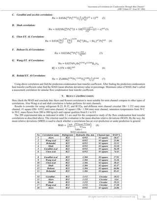 ASSESSMENT OF CORRELATION FOR CONDENSATION HEAT TRANSFER THROUGH MINI ...