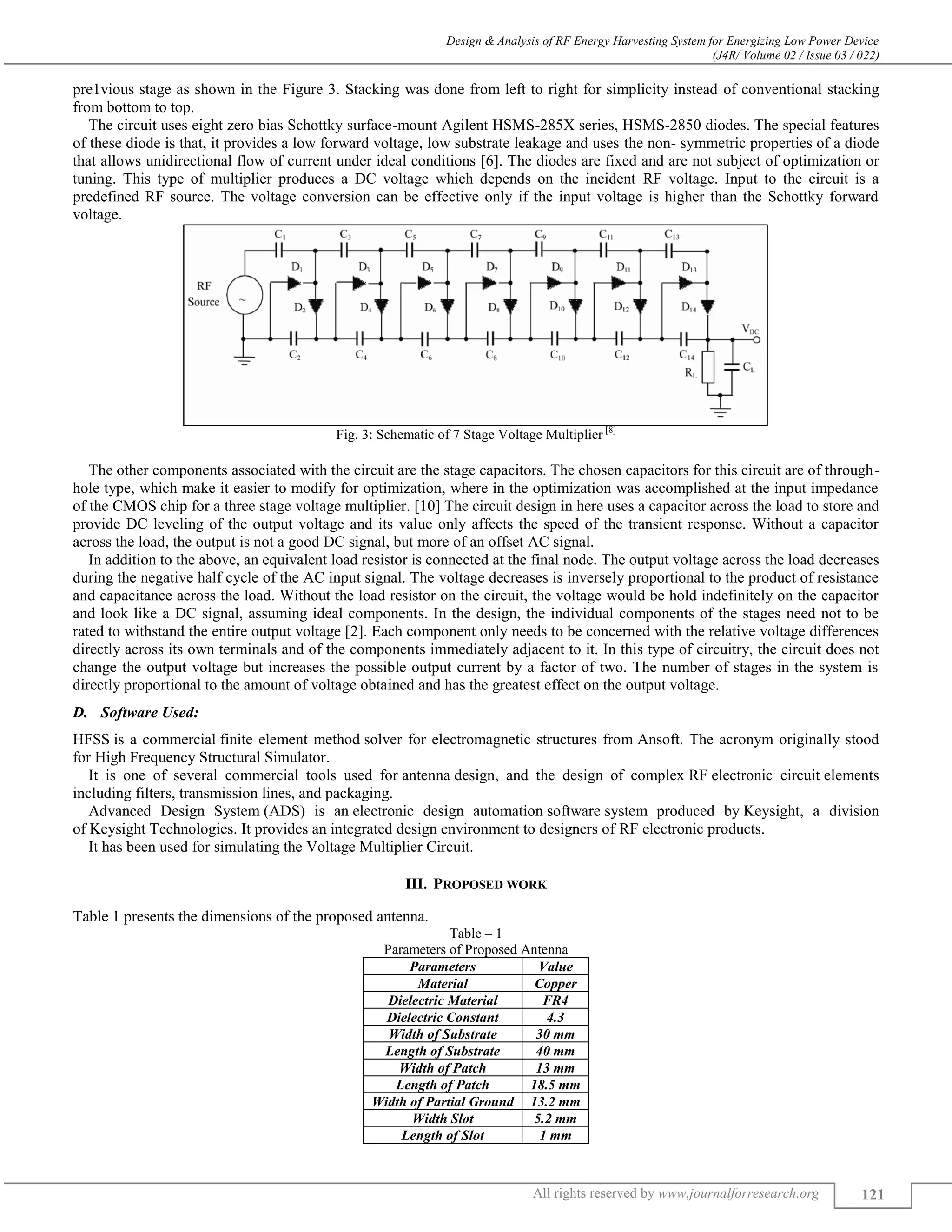 DESIGN & ANALYSIS OF RF ENERGY HARVESTING SYSTEM FOR CHARGING LOW POWER ...