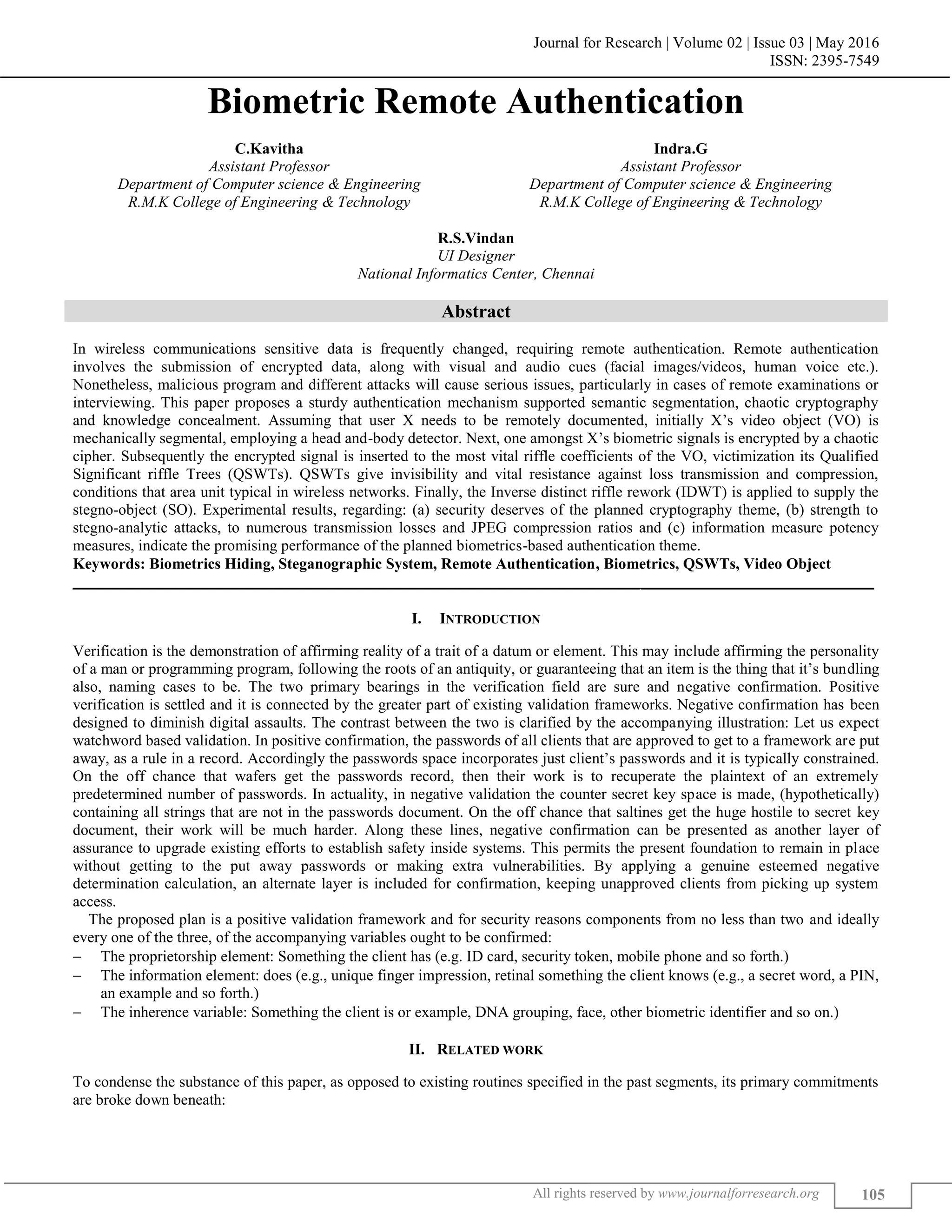 BIOMETRIC REMOTE AUTHENTICATION | PDF