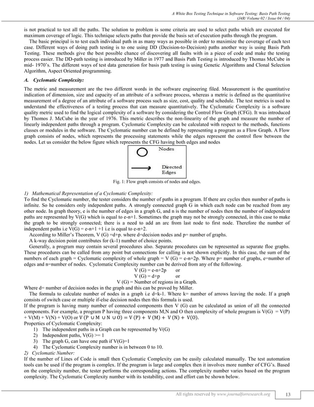 A WHITE BOX TESTING TECHNIQUE IN SOFTWARE TESTING : BASIS PATH TESTING ...