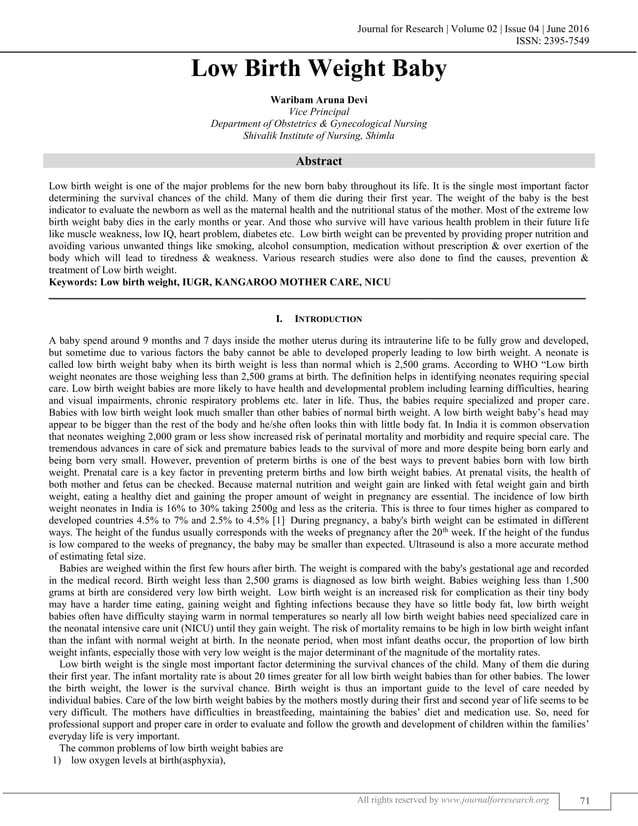 LOW BIRTH WEIGHT BABY | PDF