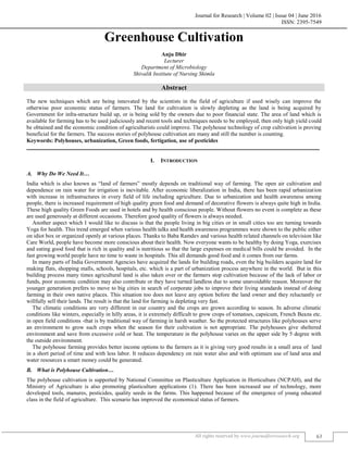 GREENHOUSE CULTIVATION | PDF