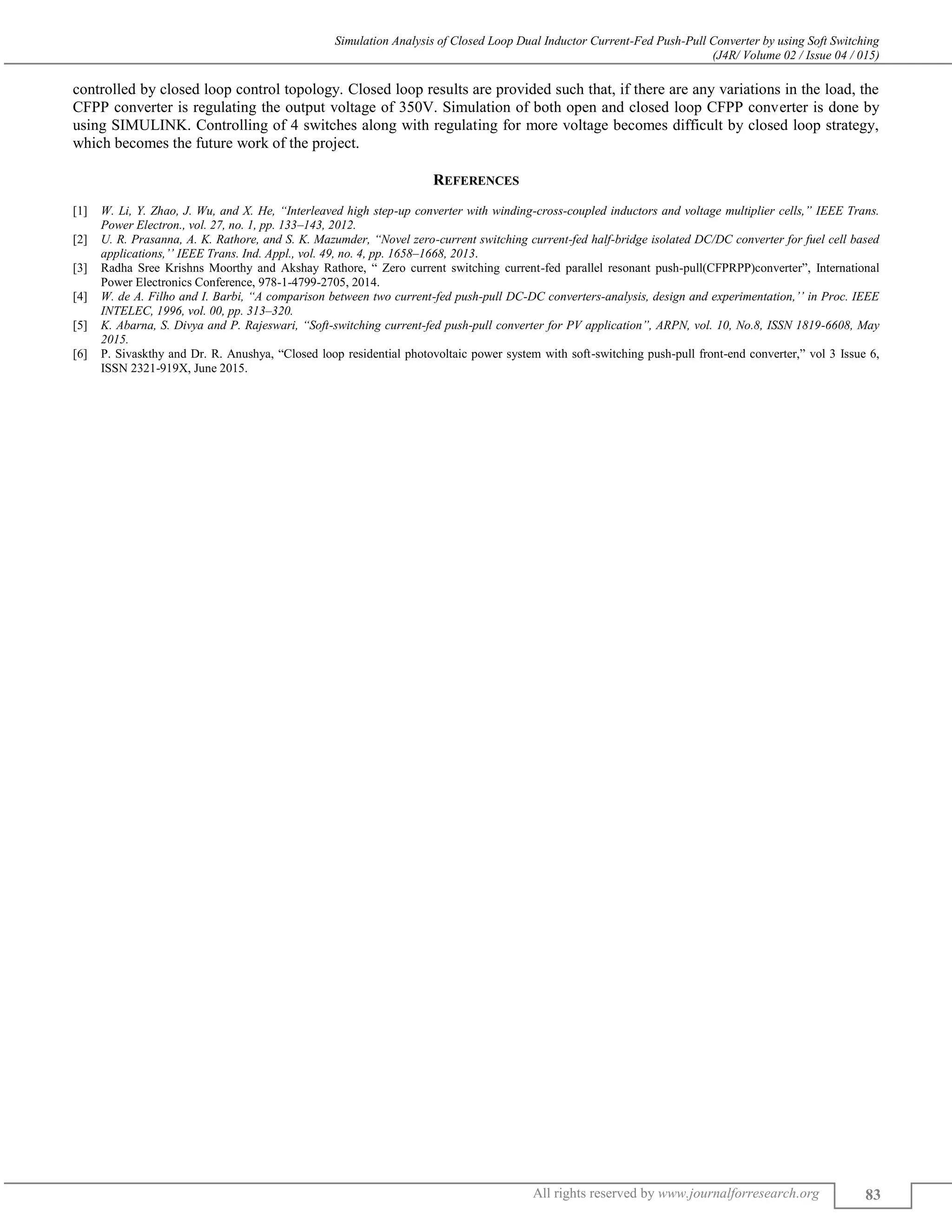 SIMULATION ANALYSIS OF CLOSED LOOP DUAL INDUCTOR CURRENT-FED PUSH-PULL CONVERTER BY USING SOFT ...
