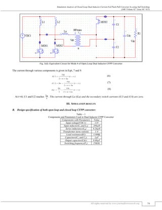 SIMULATION ANALYSIS OF CLOSED LOOP DUAL INDUCTOR CURRENT-FED PUSH-PULL CONVERTER BY USING SOFT ...