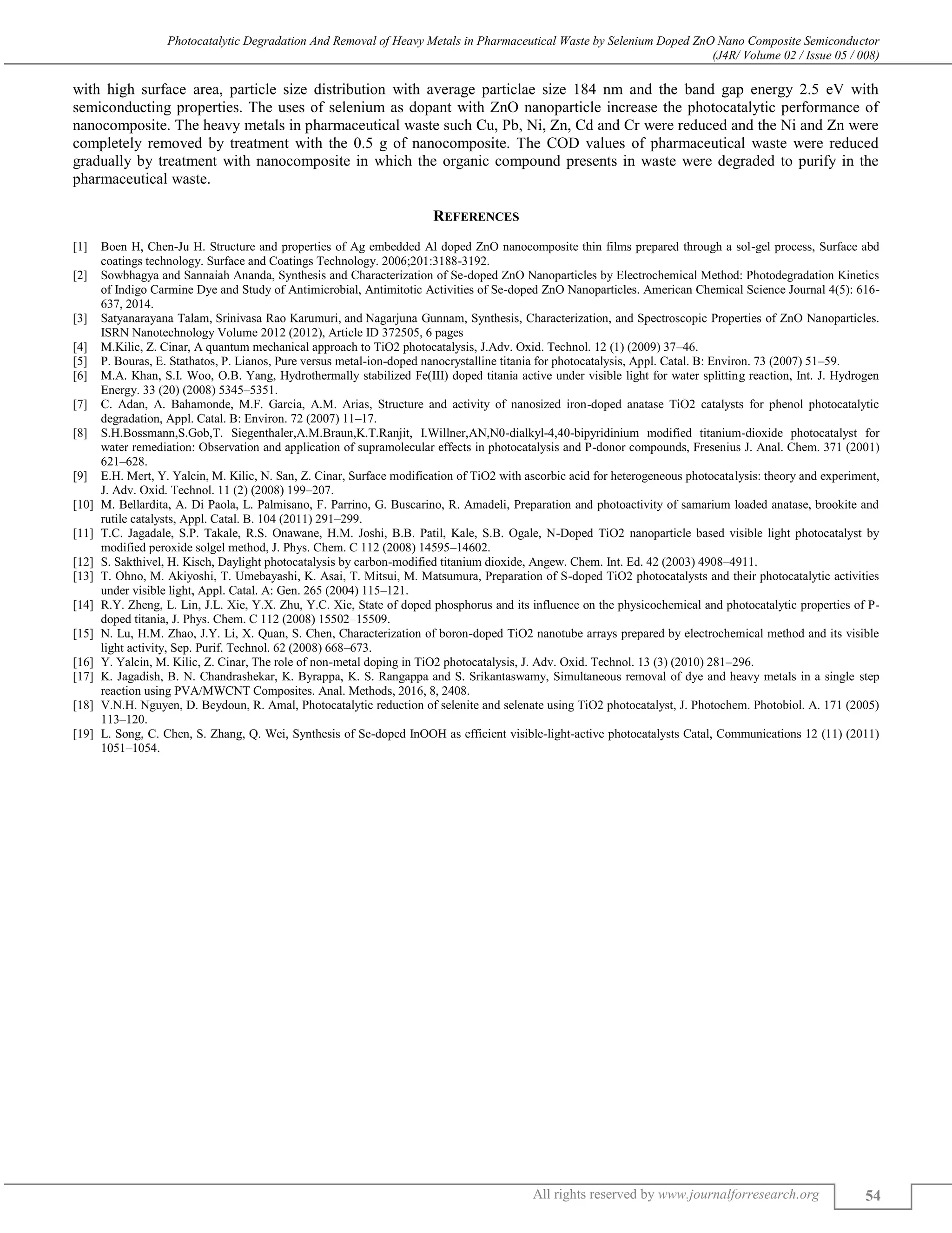 PHOTOCATALYTIC DEGRADATION AND REMOVAL OF HEAVY METALS IN ...