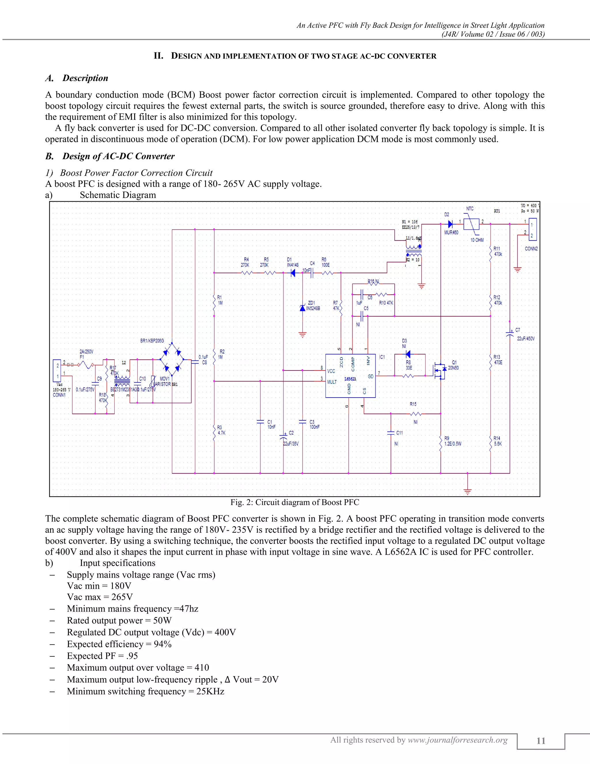 AN ACTIVE PFC WITH FLYBACK DESIGN FOR INTELLIGENCE IN STREET LIGHT APPLICATION | PDF