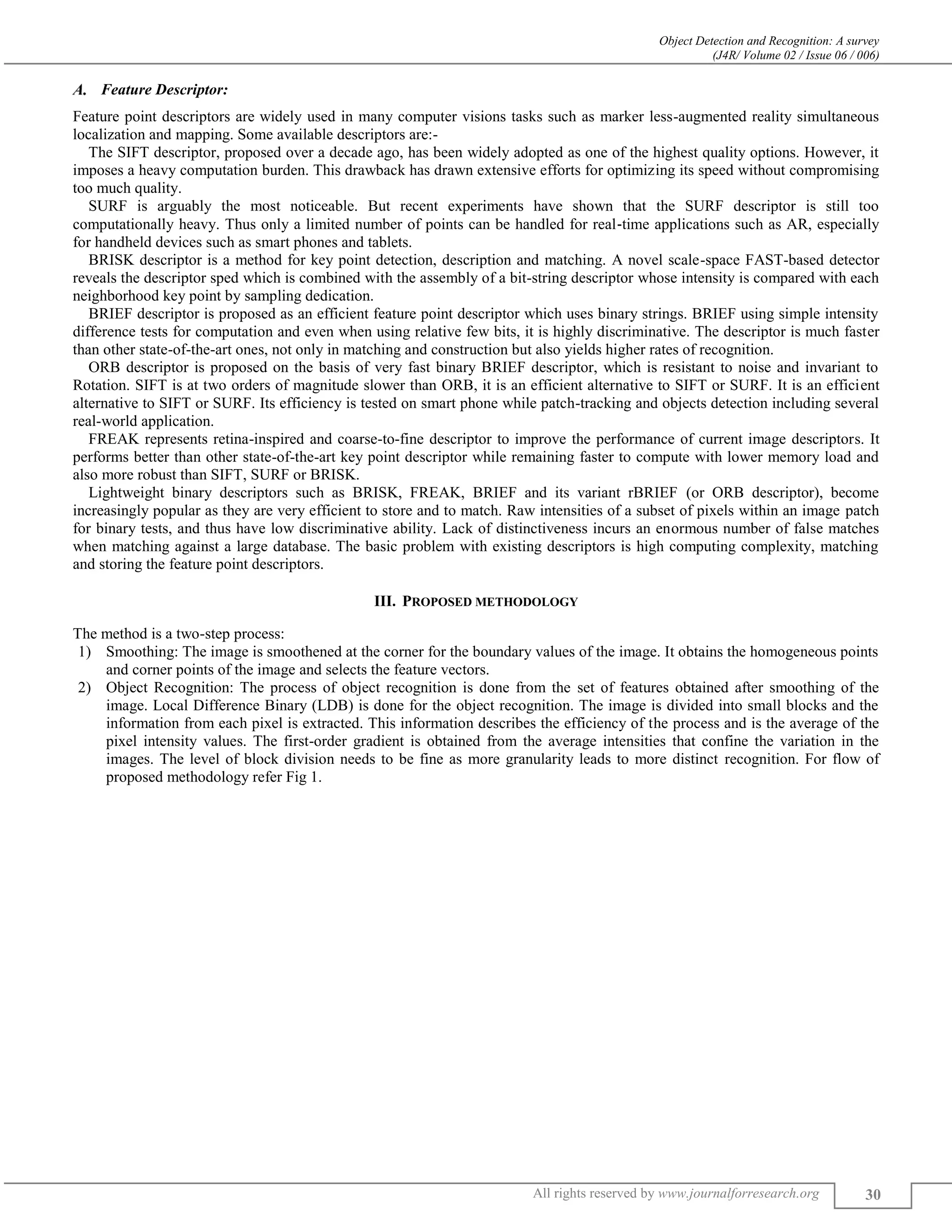 Object Detection And Recognition A Survey Pdf