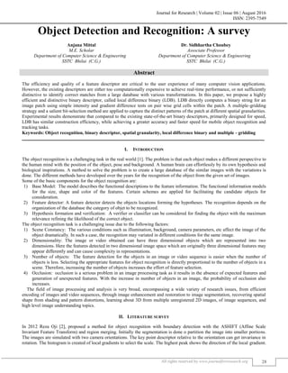 OBJECT DETECTION AND RECOGNITION: A SURVEY | PDF