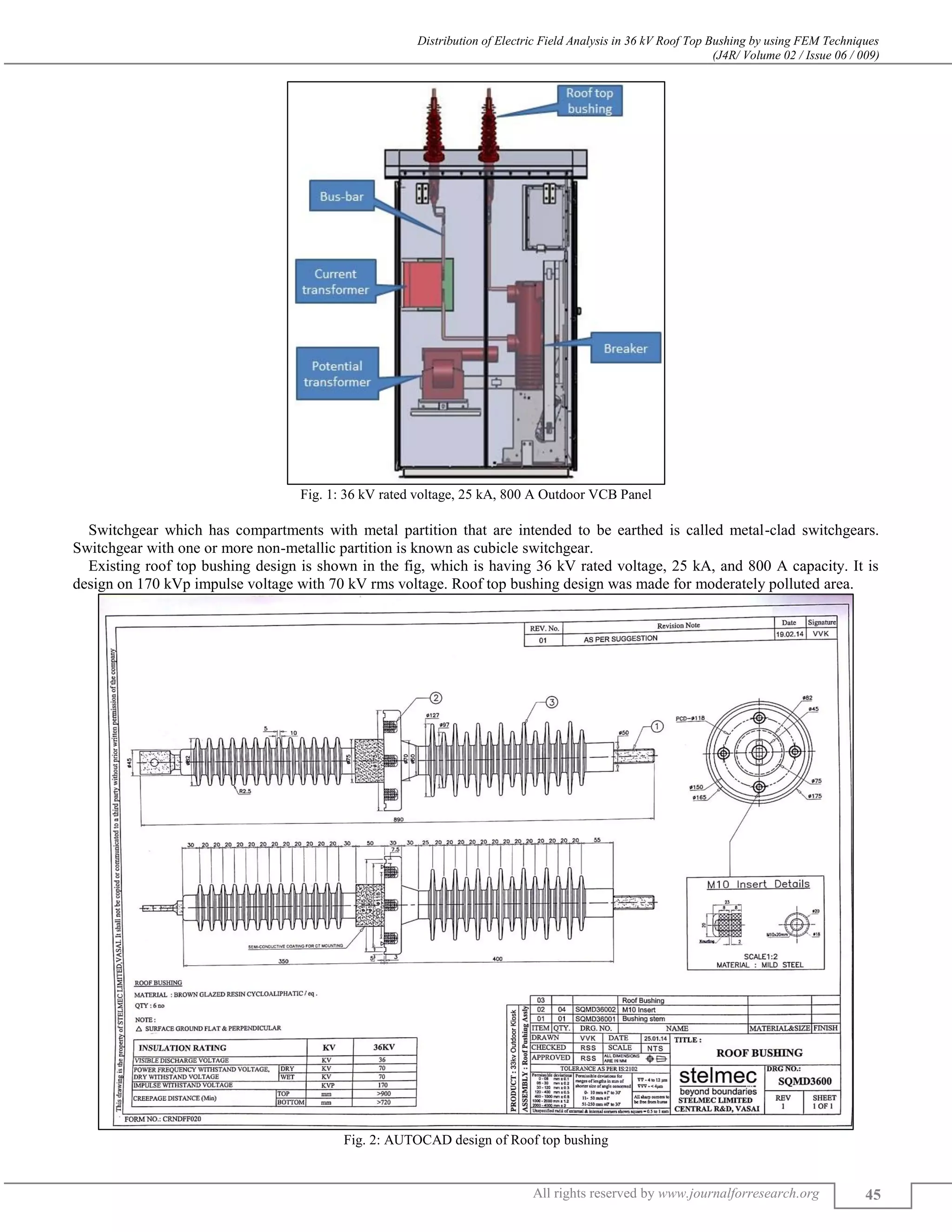 DISTRIBUTION OF ELECTRIC FIELD ANALYSIS IN 36 KV ROOF TOP BUSHING BY ...