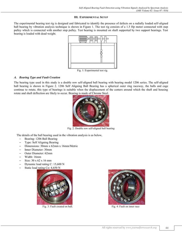 Self Aligned Bearing Fault Detection Using Vibration Signals Analyzed
