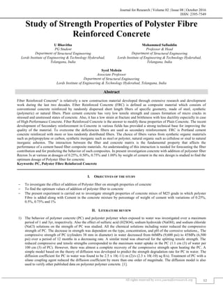 STUDY OF STRENGTH PROPERTIES OF POLYESTER FIBRE REINFORCED CONCRETE ...