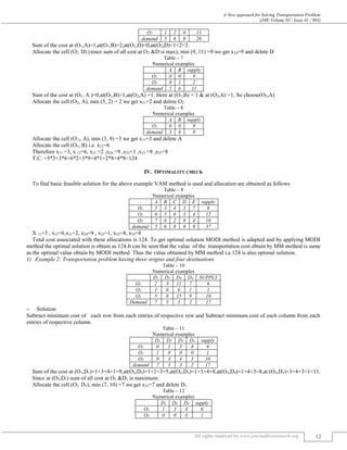 A NEW APPROACH FOR SOLVING TRANSPORTATION PROBLEM | PDF