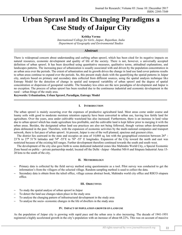 URBAN SPRAWL AND ITS CHANGING PARADIGMS A CASE STUDY OF JAIPUR CITY