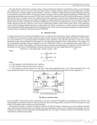 VOLTAGE PROFILE IMPROVEMENT AND LINE LOSSES REDUCTION USING DG USING GSA AND PSO OPTIMIZATION ...