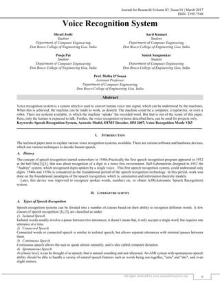 VOICE RECOGNITION SYSTEM | PDF | Digital Audio | Computer Software and Applications