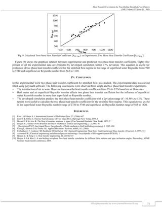 HEAT TRANSFER CORRELATION FOR NON-BOILING STRATIFIED FLOW PATTERN ...