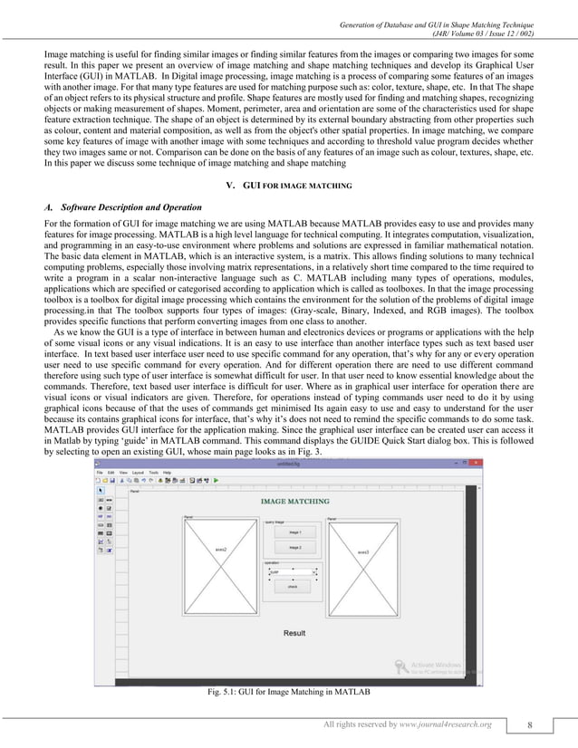 GENERATION OF DATABASE AND GUI IN SHAPE MATCHING TECHNIQUE | J4RV3I12001 | PDF