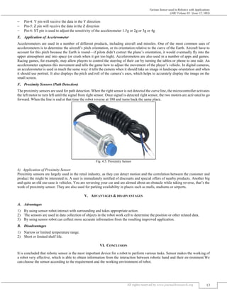 VARIOUS SENSOR USED IN ROBOTICS WITH APPLICATIONS | J4RV3I12003 | PDF