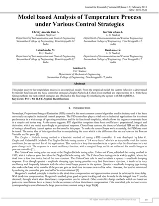 MODEL BASED ANALYSIS OF TEMPERATURE PROCESS UNDER VARIOUS CONTROL STRATEGIES | J4RV3I12010 | PDF ...