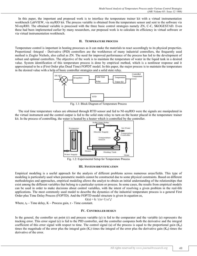 MODEL BASED ANALYSIS OF TEMPERATURE PROCESS UNDER VARIOUS CONTROL STRATEGIES | J4RV3I12010 | PDF ...