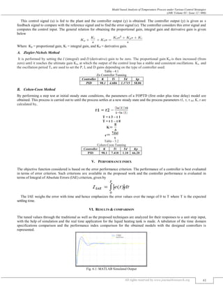 MODEL BASED ANALYSIS OF TEMPERATURE PROCESS UNDER VARIOUS CONTROL ...