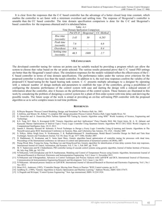 MODEL BASED ANALYSIS OF TEMPERATURE PROCESS UNDER VARIOUS CONTROL ...