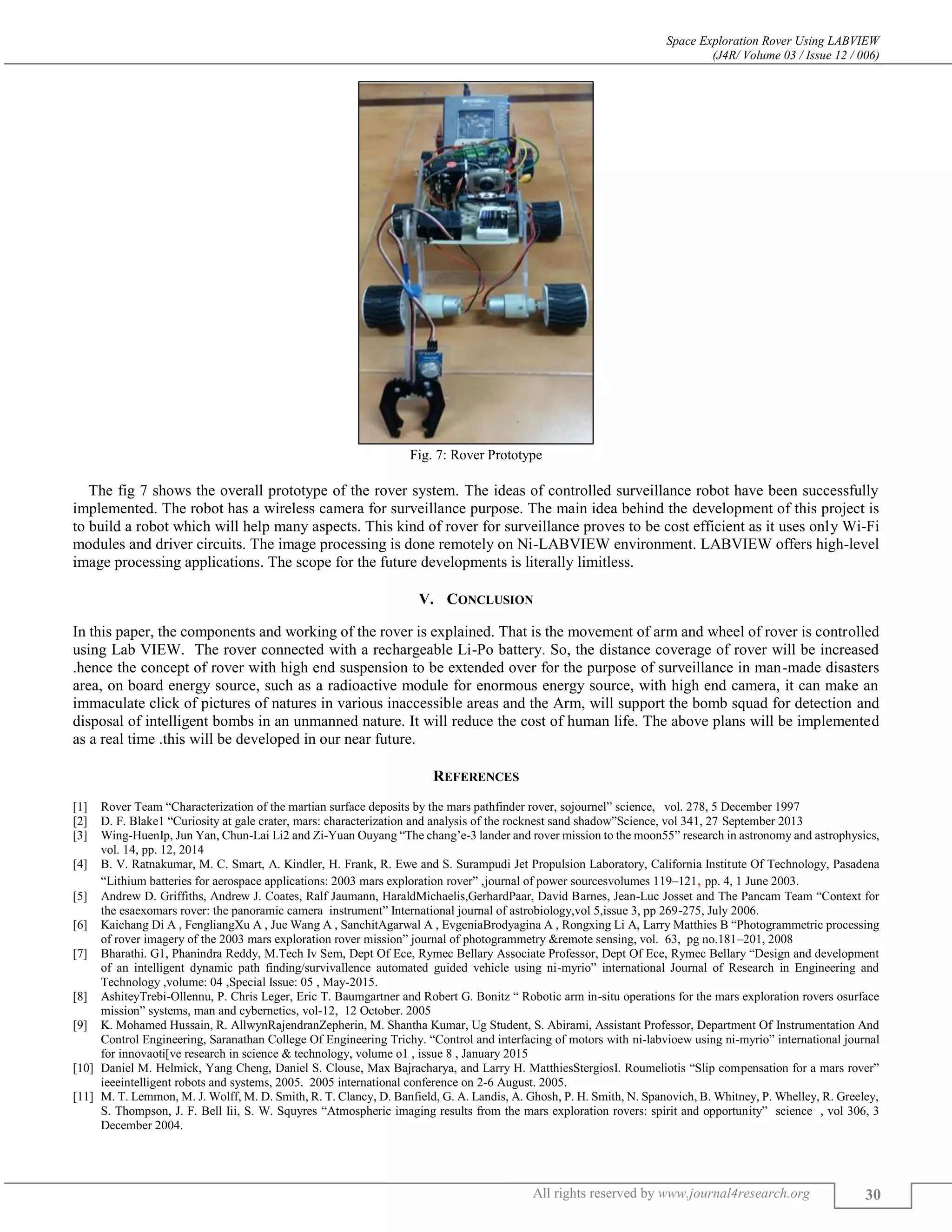 SPACE EXPLORATION ROVER USING LABVIEW | J4RV3I12011 | PDF