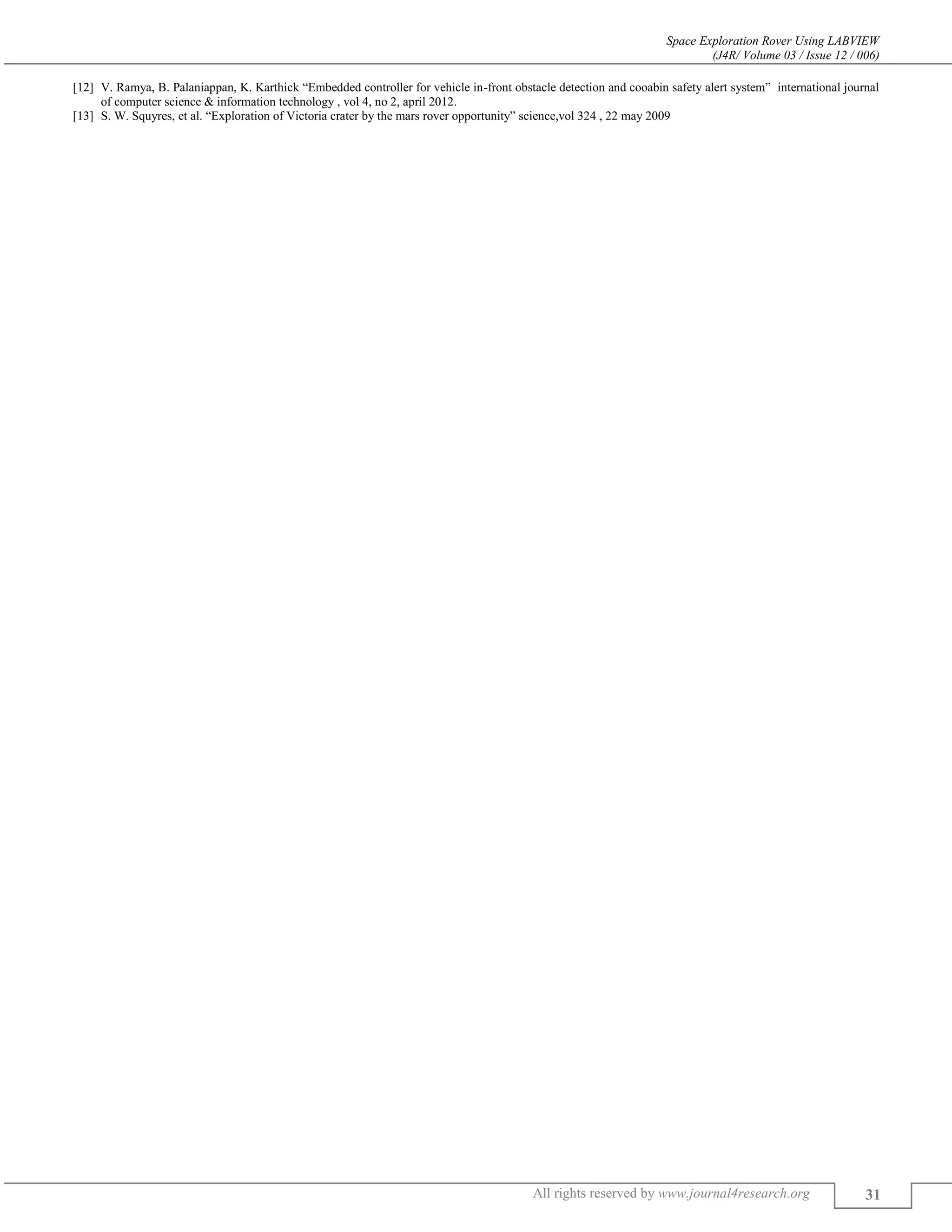 SPACE EXPLORATION ROVER USING LABVIEW | J4RV3I12011 | PDF