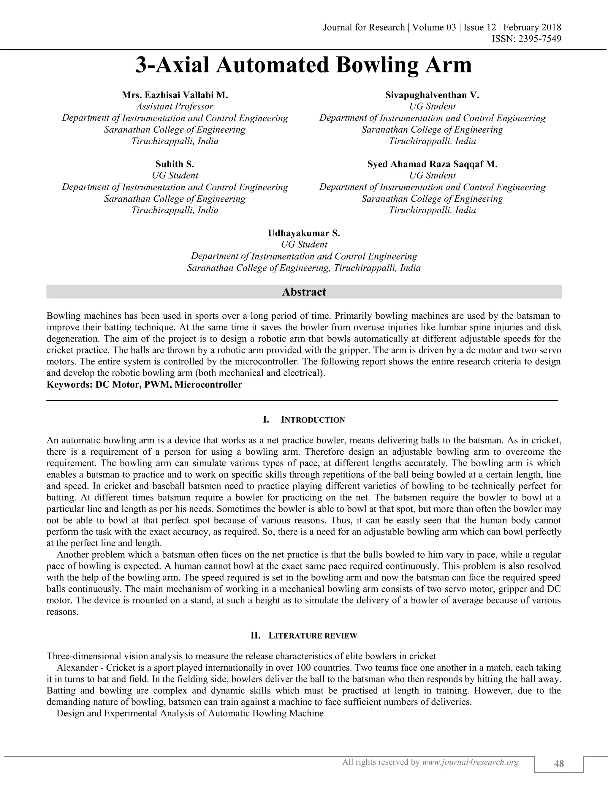 3-AXIAL AUTOMATED BOWLING ARM | J4RV3I12012 | PDF