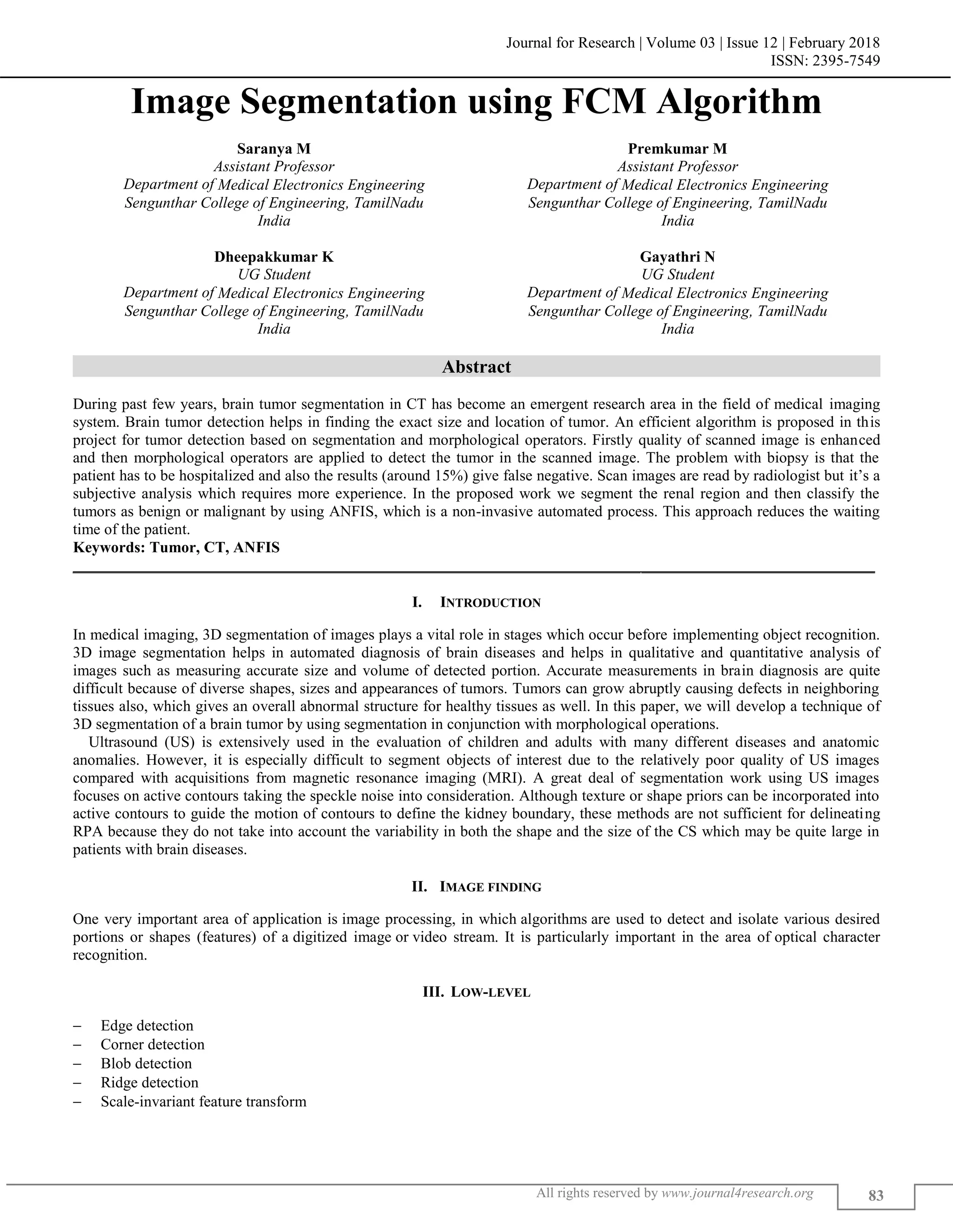 IMAGE SEGMENTATION USING FCM ALGORITM | J4RV3I12021 | PDF